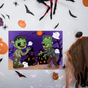 GXGGUS Halloween Party Games, Pin The Tail Game Pin The Eyeball on The Zombies, Two Blindfold Zombies on Game Poster Halloween Classroom Stickers Games,Halloween Zombie Party Games ﻿