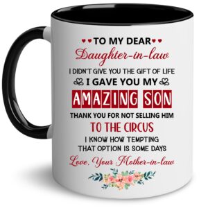 penhal daughter in law gifts - christmas mug for daughter in law - to my dear daughter-in-law mug - funny gifts for daughter in law from mother in law, father in law - mothers day, birthday gifts box