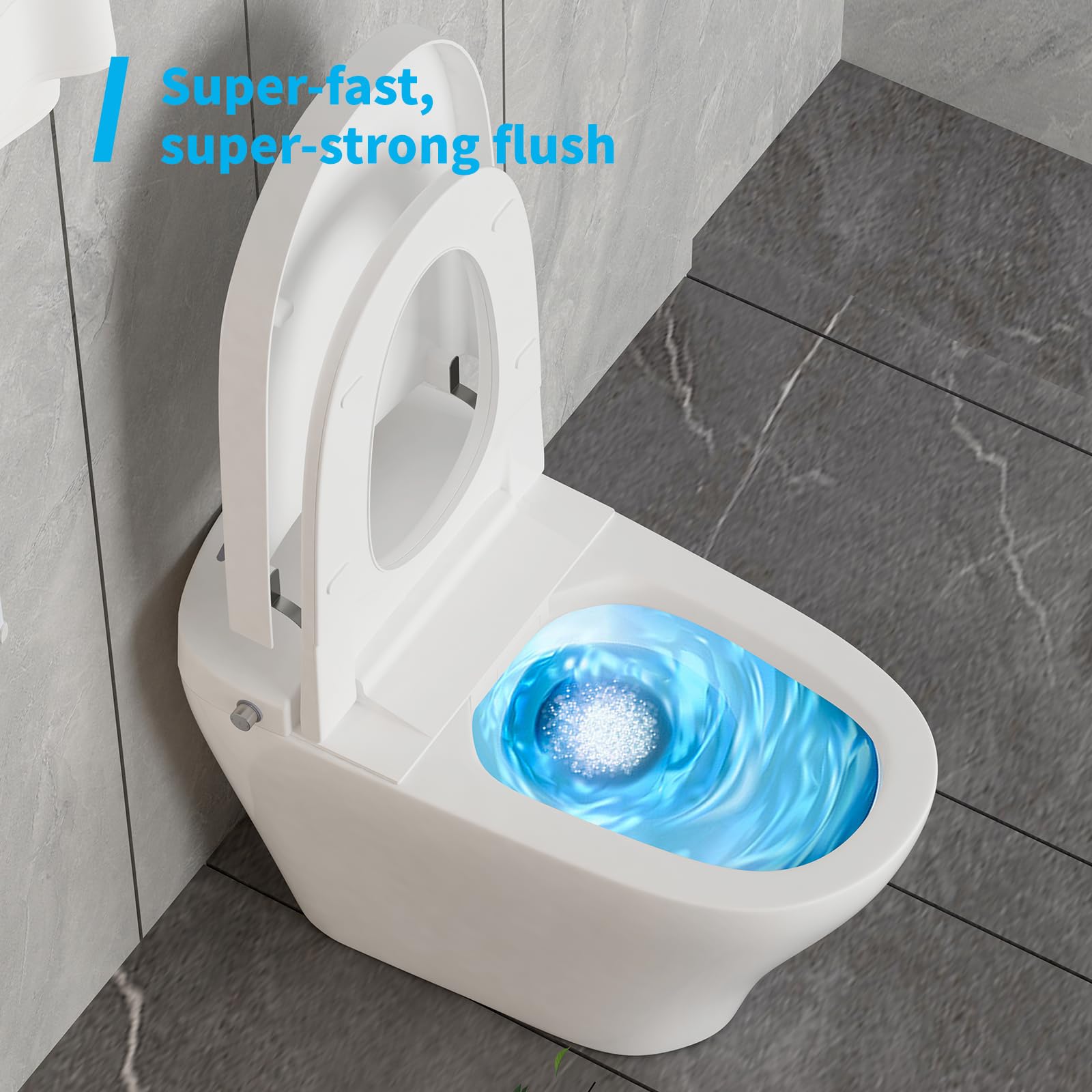 Mjkone Small Smart Toilet Bowl, Tushy Bidets for Existing Toilets, Foot Sensing Flush Bidet Toilet, Composting Toilet with Heated Bidet, One-Piece Toilet Seat, Auto Flush, Remote Control