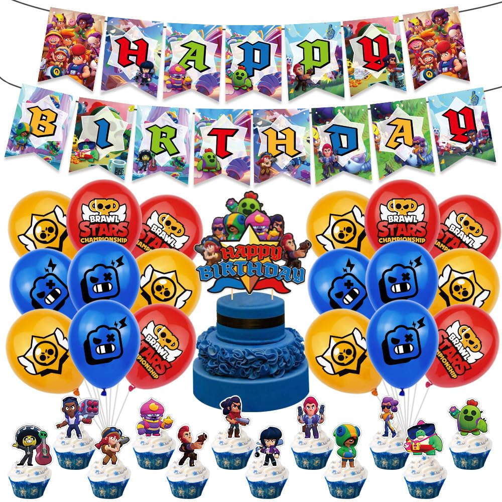 Theme Birthday Decoration Set I Balloon Party Supplies Game On Boy I Birthday Banner Cake Topper Decoration Baby Shower Kid Party I Video Game Party Theme