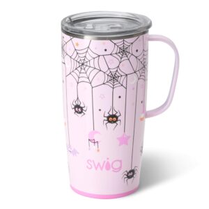 swig life 22oz travel mug, insulated tumbler with handle and lid, travel coffee mug, cup holder friendly travel mug, stainless steel 22 oz tumbler, reusable insulated tumbler (sweet and spooky)