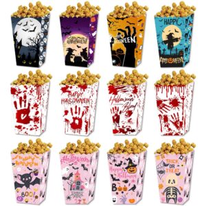 12 pieces halloween popcorn box halloween party favor snack treat boxes candy cookie container decorations gifts for kids adults halloween party favor supplies