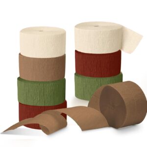 nicrolandee christmas decorations, 8 rolls green red brown crepe paper party streamers for xmas hanging backdrops decorations, wedding, bridal baby shower, birthday, christmas diy craft supplies