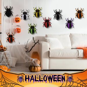 Containlol 9 Pieces Halloween Spider Decorations Halloween Tissue Spiders Honeycomb Spider Hanging Card Crafts for Home School Classroom Office Indoor Outdoor Halloween Decoration Supplies