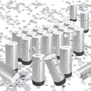 small confetti cannon 24 pack mini confetti poppers gold party poppers confetti small party confetti for kids ideal for weddings birthdays graduations baby shower christmas new years (silver)