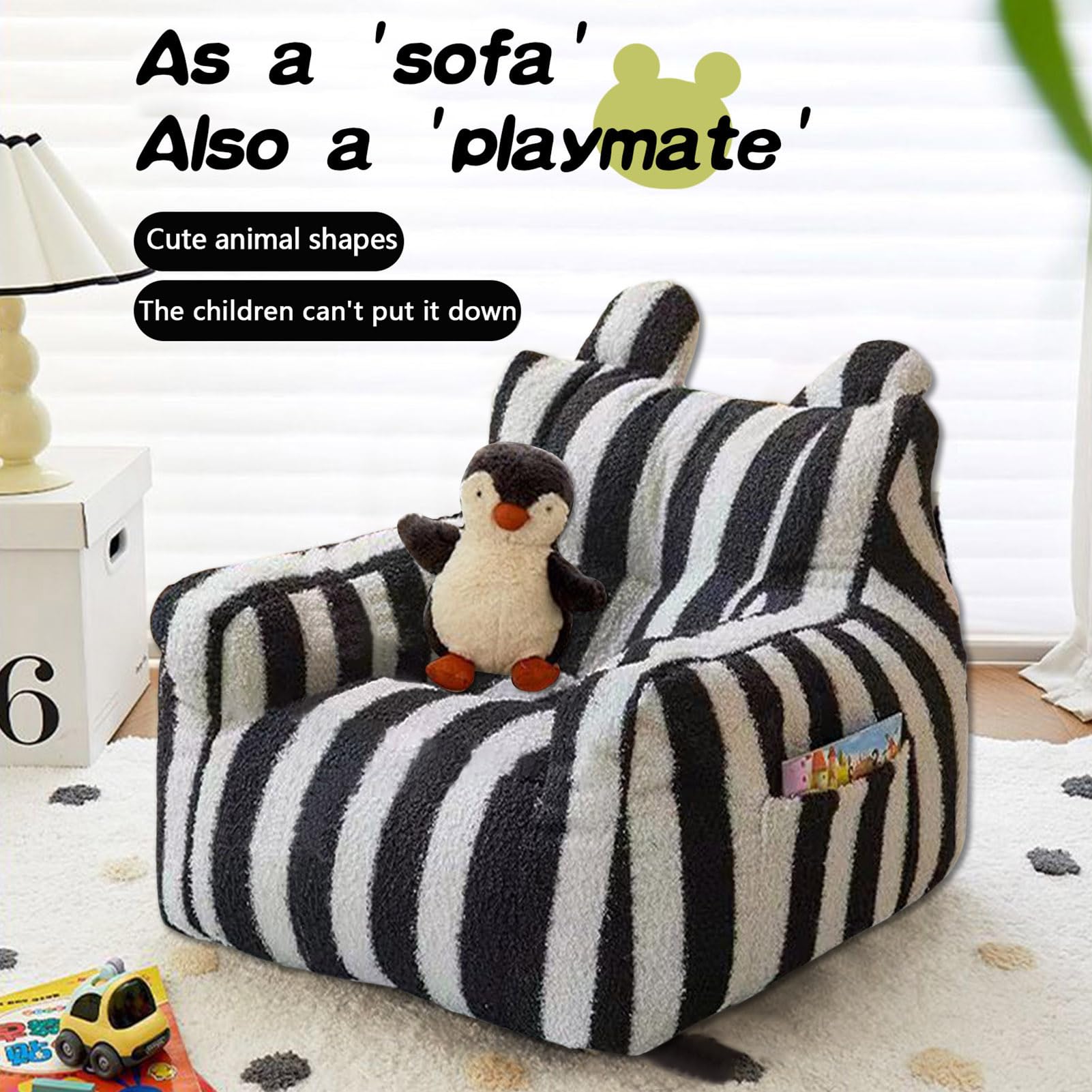 Luxmars Kids Sofa, Children Couch with Side Pocket, Kids Foam Chair, Toddler Plush Armrest Chair, Lightweight Children Sofa Chair, Kids Read Sofa for Girl or Boy