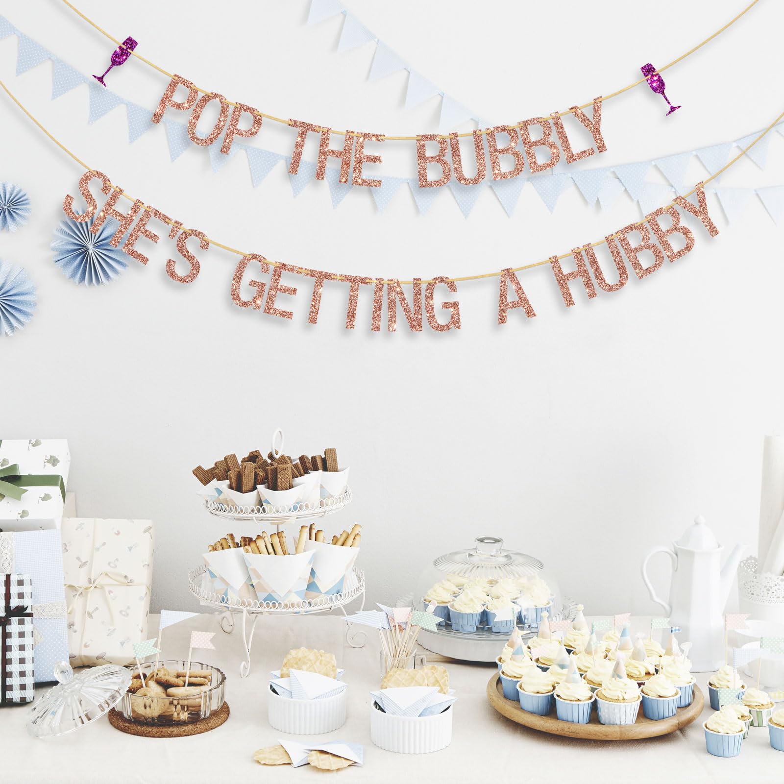 Ambishi Pop The Bubbly She's Getting A Hubby Banner, Bachelorette/Bridal Party Banner, Bachelorette Party Decorations