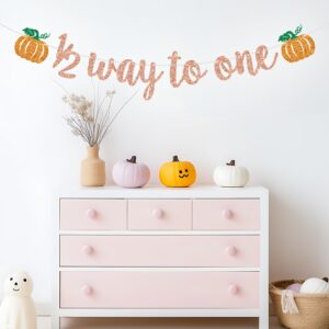 Pumpkin 1/2 Way to One Banner, Fall Half Birthday Decorations Girl, Happy 6 Months, Little Pumpkin Baby Shower Birthday Party Decorations, Rose Gold Glitter