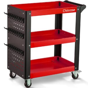 3-Tier Tool Carts with Wheels,Heavy Duty Service Cart with Wheels,Load 1000 Capacity,for Factories, Workshops,Garage,Repair Shop and Warehouse