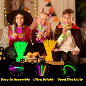 UURM 75 Halloween Glow Sticks for Halloween Party Favors with Connectors, Purple Orange Green Halloween Glow in the Dark Party Supplies, Halloween Goodie Bag Fillers (Purple+Green+Orange)