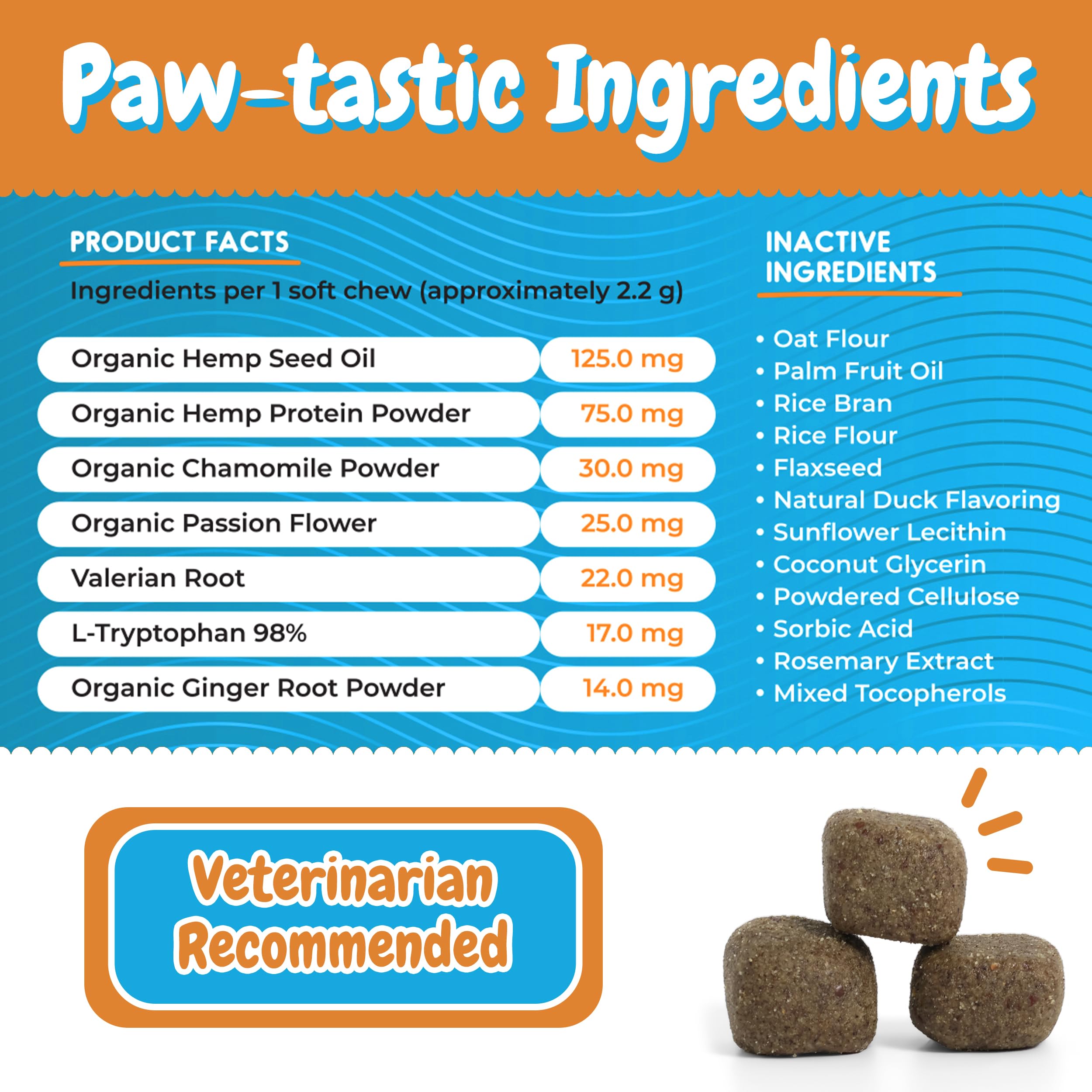 Hemp Calming Chews for Dogs - Composure Dog Calming Chews - Anxiety Relief Treats - Chamomile - Hemp Oil - Calming Aid - Stress - Sleep - Separation Anxiety - Travel - Natural Dog Calming Treats - 60