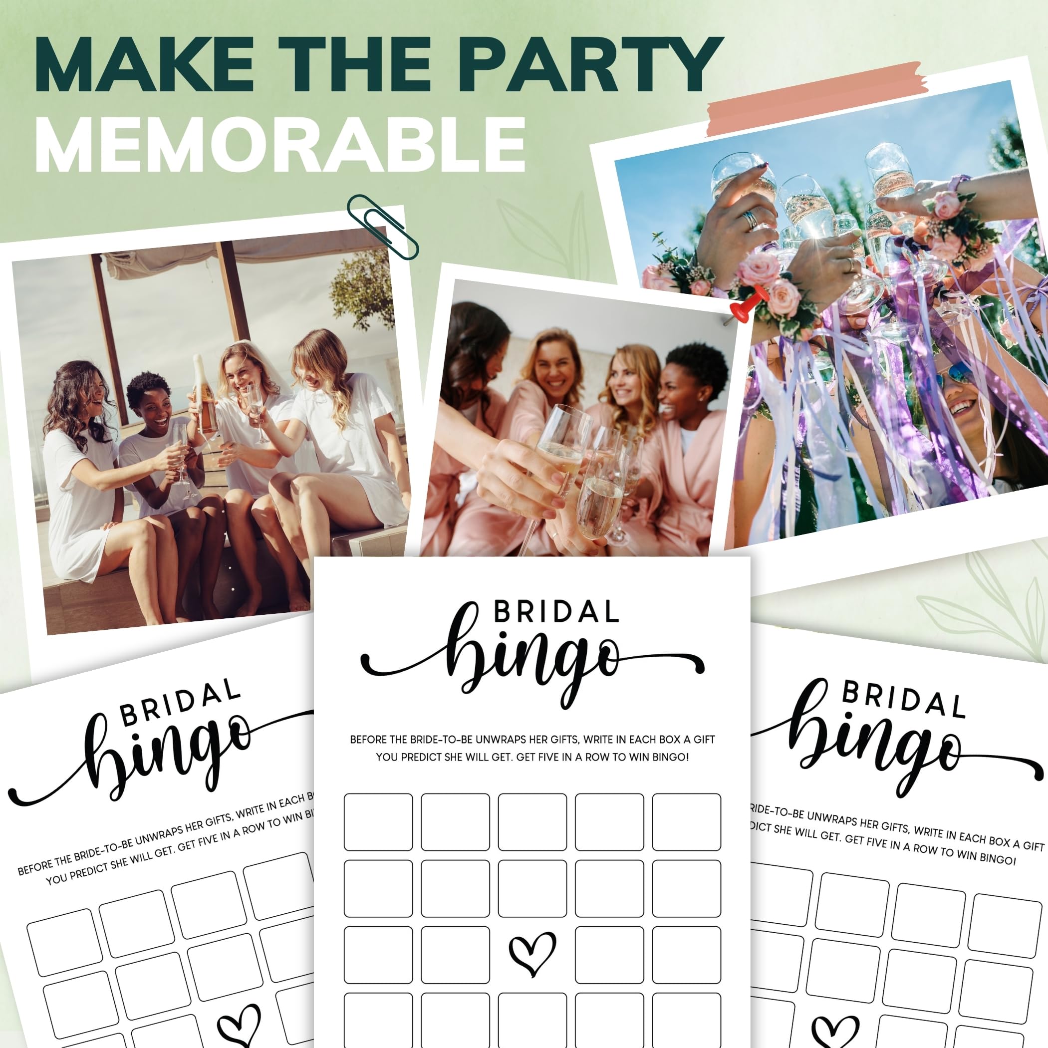 STOFINITY Bridal Shower Bingo Game - 50 Pcs Wedding Shower Game for 50 Guests, Bridal Bingo for Bridal Shower Game, Wedding Bingo Bridal Party Game for Bridal Shower Decorations