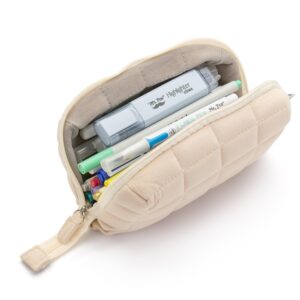 Mr. Pen- Large Capacity Pillow Pencil Case, Beige Pencil Pouch, Pencil Bag, Pen Case, Pen Pouch, Pen Bag, Pencil Pouches, Pencil Bags, School Pencil Case, College Pencil Case, Makeup Pouch