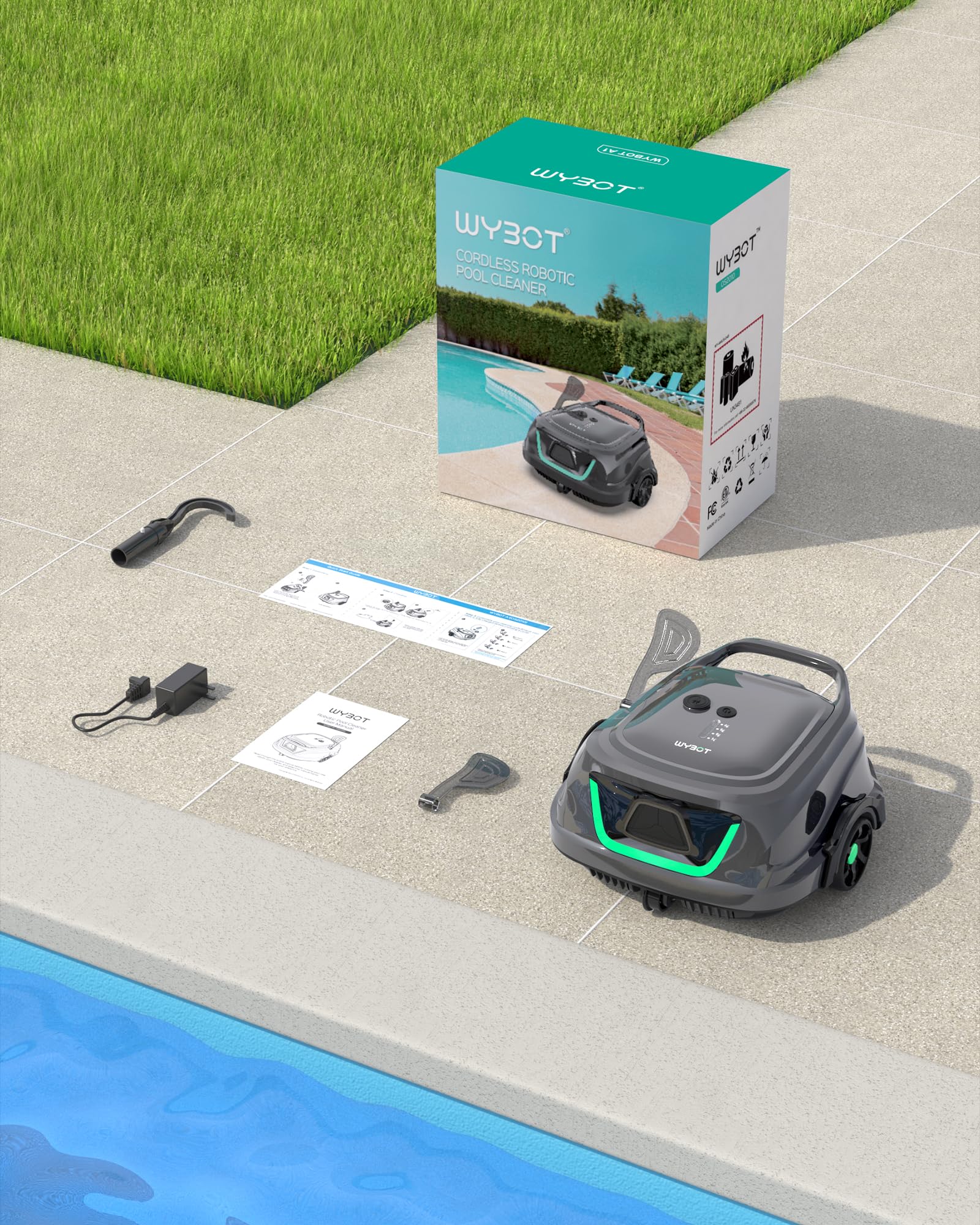 WYBOT Robotic Pool Cleaner with 2.5H Fast Charging, Cycle Cleaning, Ideal for Flat-Bottomed Pools