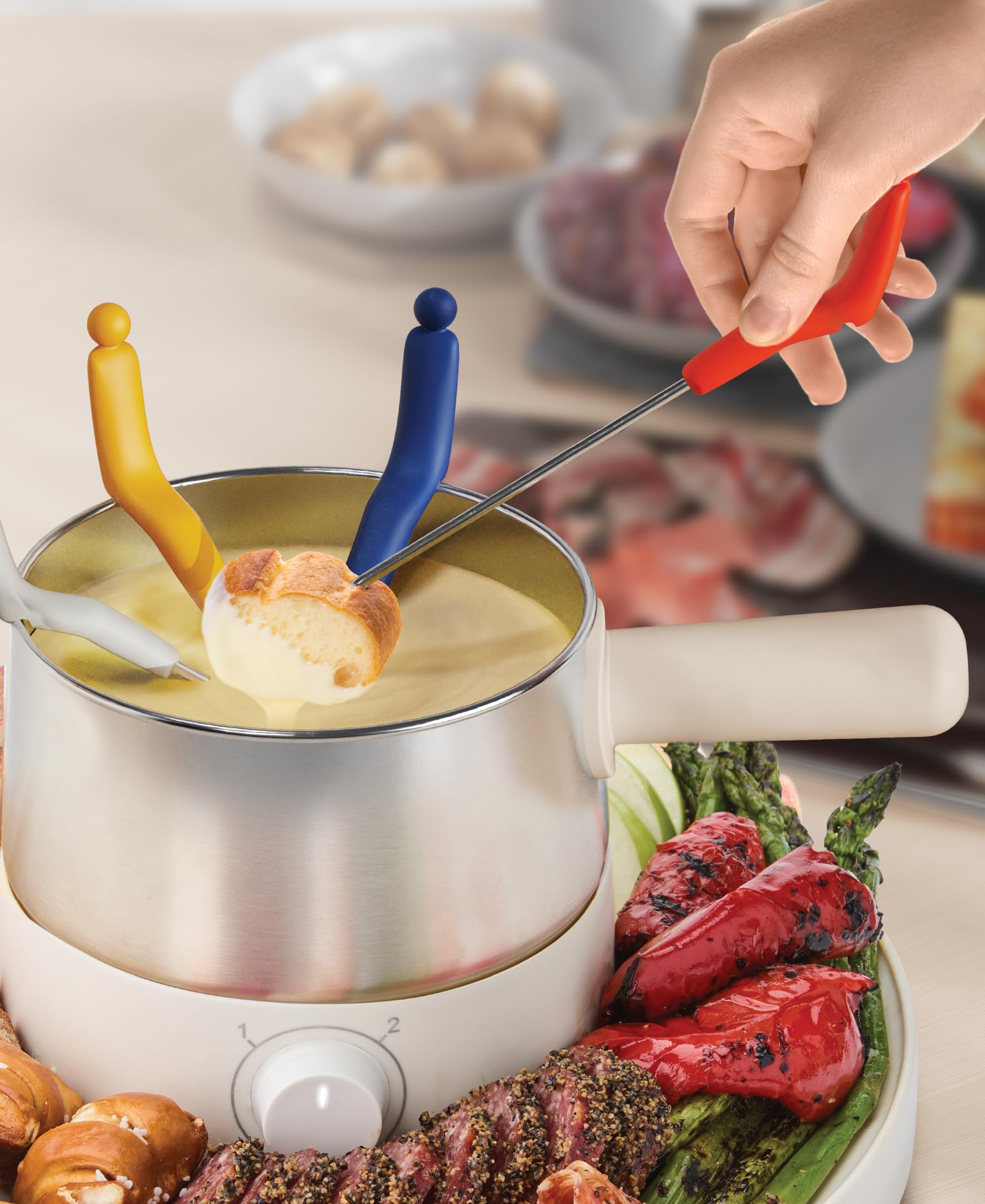 Sharper Image® Fondue Set – Electric Fondue Pot, Adjustable Heat, BPA-Free Stainless Steel, Cheese & Chocolate Fountain, Housewarming & Wedding Gift, Home Essentials Kitchen Gadgets, Mini Appliances