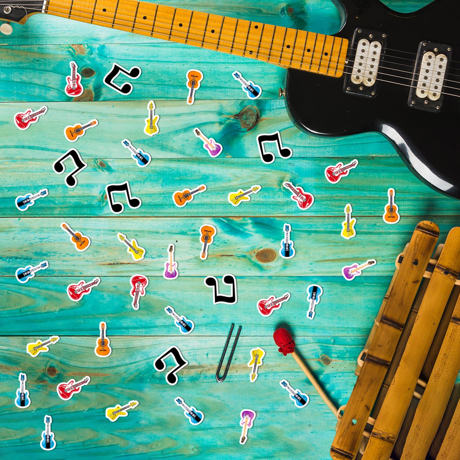 Fangleland 200Pcs Music Guitar Theme Confetti, Rock and Roll Table Scatters for Rock Star Karaoke Hippie Birthday Baby Bridal Shower Bachelorette Party, Funky Music Studio Room Decor Supplies