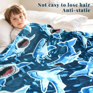 AISDE Shark Blanket Glow in The Dark Blanket for Boys Blue Throw Blanket Girls Whale Shark Blankets Kids Ocean Shark Decor Blankets 50"x60"