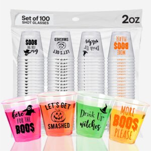 your dream party shop halloween shot glasses 100 pcs, halloween drinkware, 2 oz horror shot glasses, halloween shot cups, halloween drinking decorations