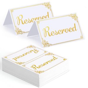 lesnala 120pcs gold foil reserved table signs reserved table signs for wedding gold table reserved cards double sided reservado para mesa tent card for event reception seats and places accessories