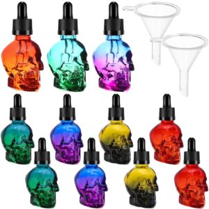 8Pack 1oz Skull Glass Dropper Bottles Empty Refillable Bottles Clear Skull Head Glass Bottle Liquid Bottling Dispensing Bottle with Eye Dropper Pipettes for Essential Oil/Beauty Oil Mix Dispenser