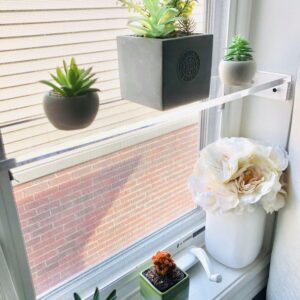 Elegant and Sophisticated Floating Window Shelf (29.5", Double Shelf) - Crystal Clear Recessed Durable Strong Acrylic Trinket, Plants and Succulents Indoor Collection Display Stand Trendy Modern