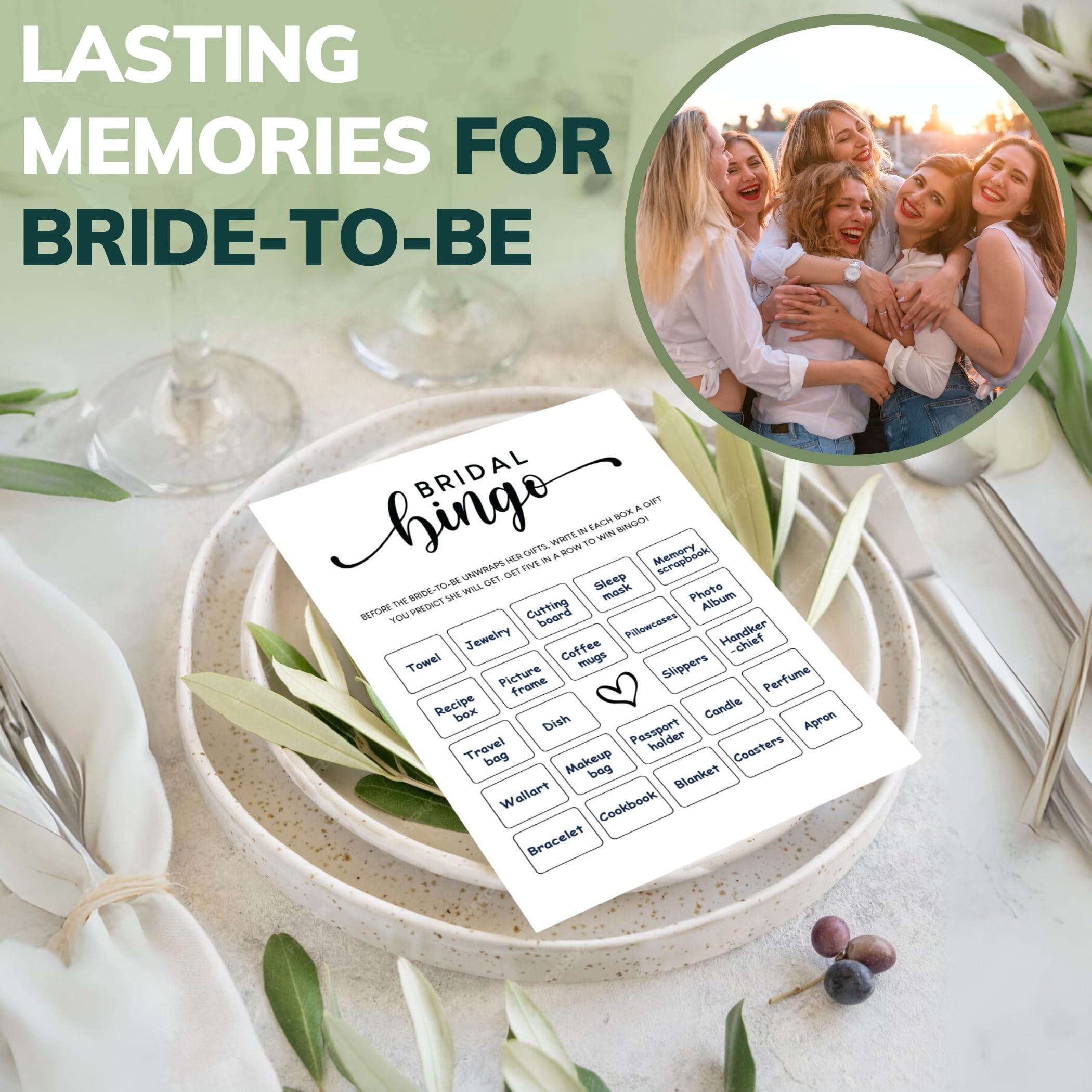 STOFINITY Bridal Shower Bingo Game - 50 Pcs Wedding Shower Game for 50 Guests, Bridal Bingo for Bridal Shower Game, Wedding Bingo Bridal Party Game for Bridal Shower Decorations