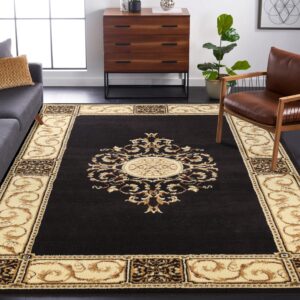 superior indoor area rug, jute backing, plush floral rugs for entryway, living room, kitchen floors, bedroom, office floor cover, medallion rugs, elegant medallion collection, 4' x 6', coffee