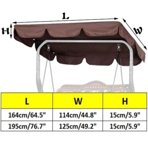 LZBMIEF Swing Canopy Replacement, Swing Chair 2/3 Seater Canopy Cover Waterproof Porch Garden Hammock Top Cover for Outdoor Patio Garden Furniture Swing Chair (Coffee, 76.7"x49.2"x5.9")