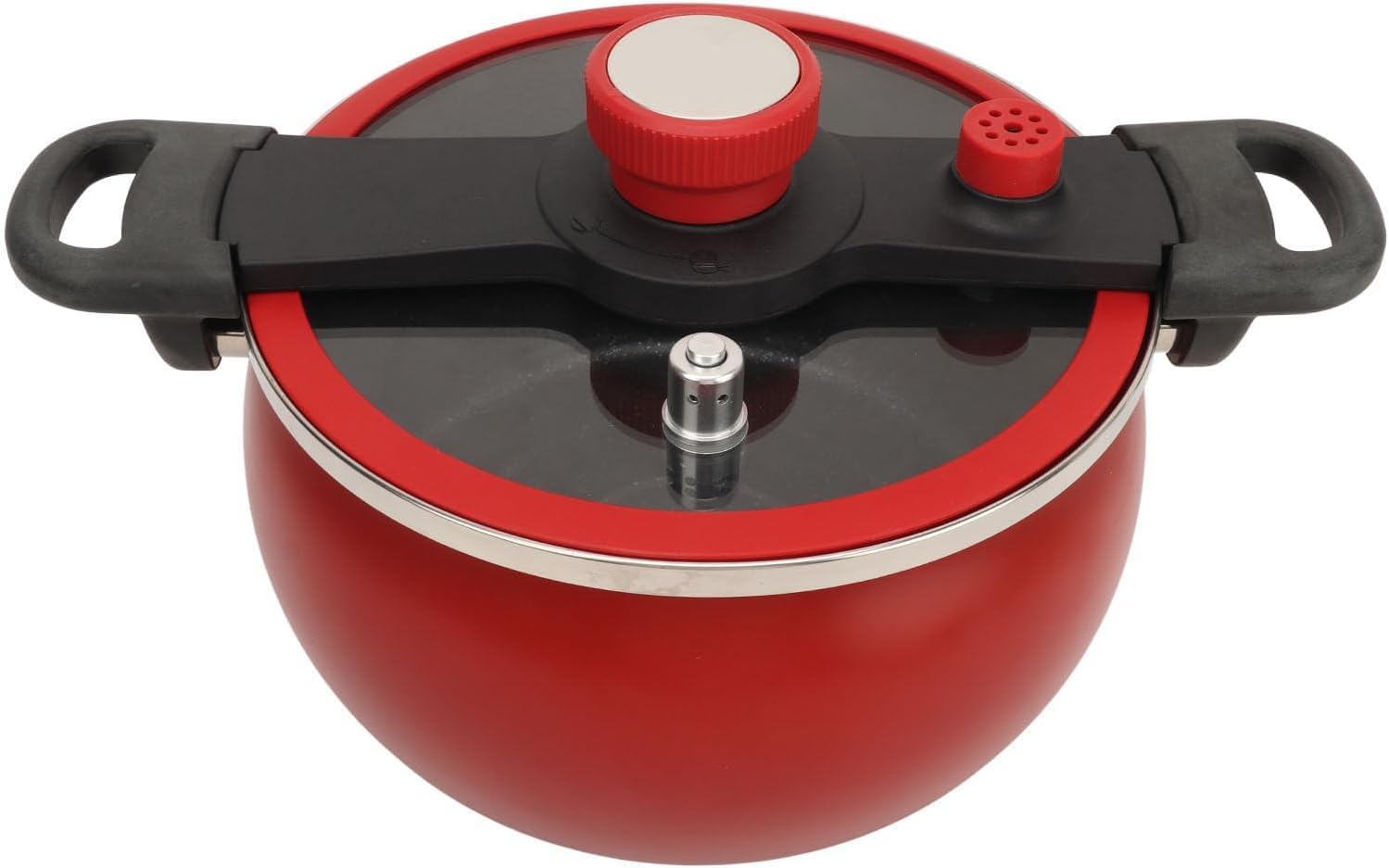 7L Pressure Cooking Pot Anti Stick Heat Resistant Pressure Cooker Binaural Clip Quick Cooking Pot with Visual Pot Lid for Induction, Gas Stove, Electric Stove (Red)