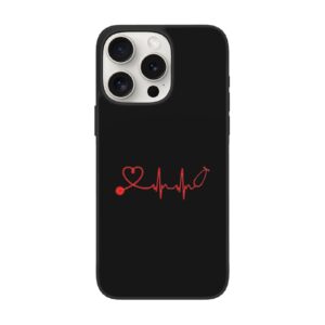 chenyonas nurse stethoscope heartbeat specially designed for iphone 15 pro max protective case-silicone protection 6.1/6.7 in mobile phone case black