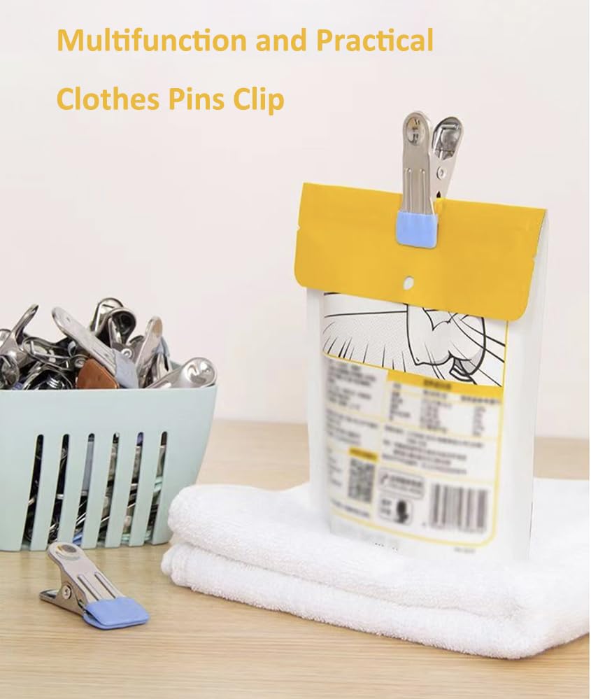 Clothes Pins for Hanging Clothes, 20 Pack Heavy Duty Stainless Steel Clothespins for Laundry Clothes Line, Multipurpose Metal Clothing Pins Clips for Clothes, Socks, Towel, Snack, Photo (20 Packs)