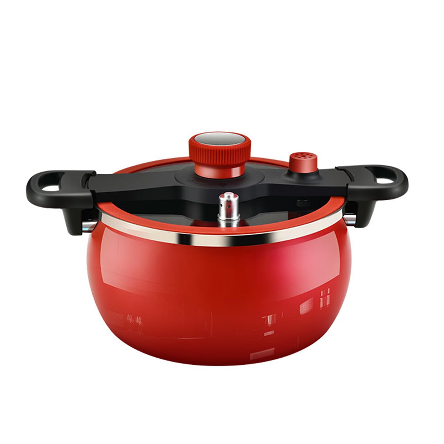 7L Pressure Cooking Pot Anti Stick Heat Resistant Pressure Cooker Binaural Clip Quick Cooking Pot with Visual Pot Lid for Induction, Gas Stove, Electric Stove (Red)