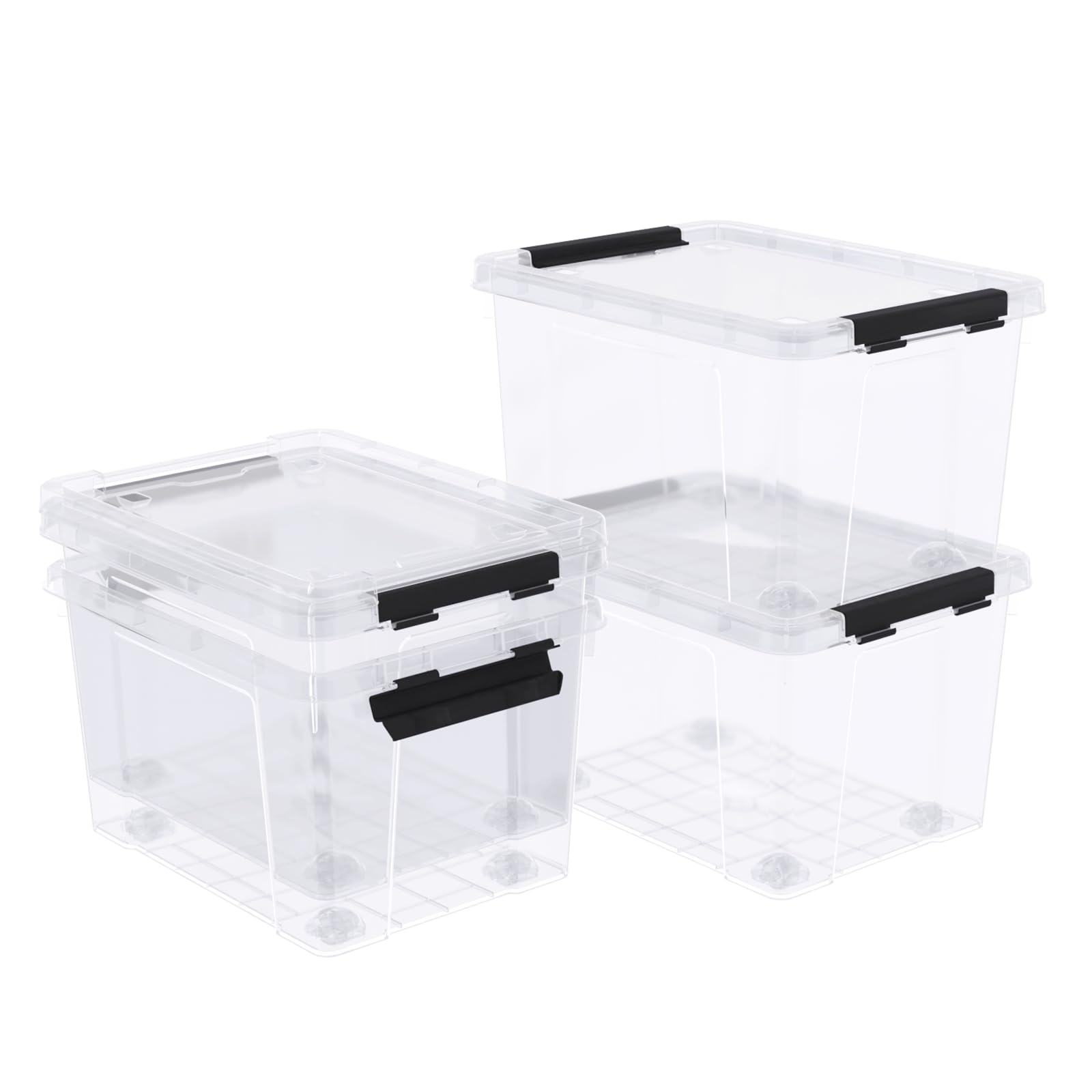 Vadidiya 24 Quart Clear Storage Box with Wheels, 4-Pack Clear Plastic Storage Bin with Lids