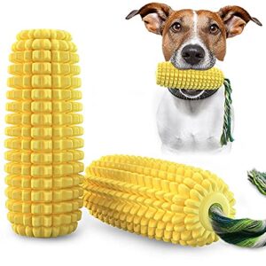 generic buddy dog chew toy, interactive dog toys for agressive chewers, chew toy cleaning grinding teeth, puppy durable squeaky dog corn toy, yellow