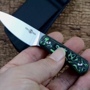 TWO SUN TS150 Fixed Knife M390 Satin Blade Kydex Sheath Outdoor Camping Hunting EDC, green