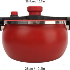 7L Pressure Cooking Pot Anti Stick Heat Resistant Pressure Cooker Binaural Clip Quick Cooking Pot with Visual Pot Lid for Induction, Gas Stove, Electric Stove (Red)