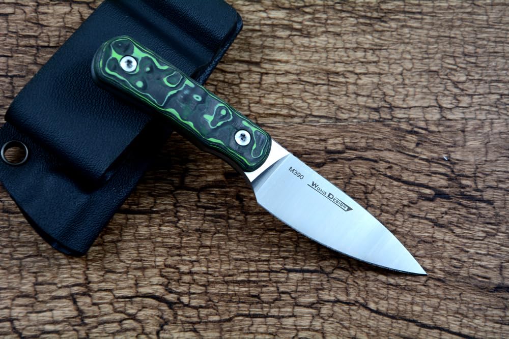 TWO SUN TS150 Fixed Knife M390 Satin Blade Kydex Sheath Outdoor Camping Hunting EDC, green