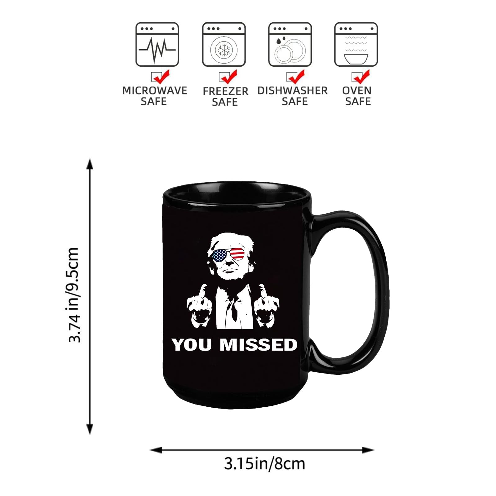 Cessfle Shot Republican Pro Trump, You Missed, President 2024 Trump Shooting Mug, Donald Trump Fist Pump Mug, Trump Coffee Mug Gifts For Men Women, 2024 Assassination Trump Merchandise Gifts