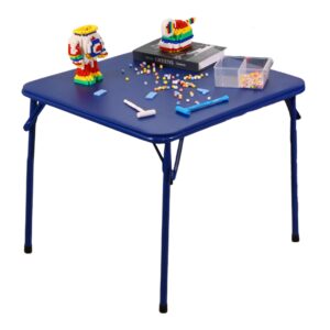 peekabu kids folding square table collapsible legs card table with padded tabletop small foldable toddler activity table for indoor outdoor, 23.5" w x 23.5" d x 20.5" h, blue