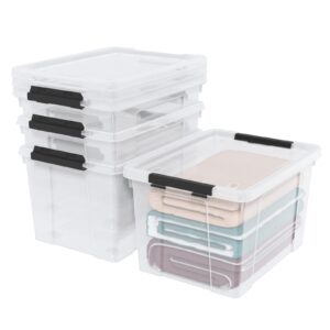 Vadidiya 50 Quart Large Clear Storage Box with Wheels, 4-Pack Clear Plastic Storage Bin with Lids