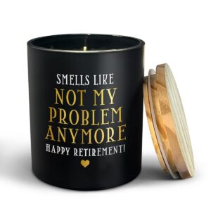 retirement gift for woman, man 2024-10 oz soy wax, lavender vanilla retired candle - funny coworker leaving gifts, smells like its not my problem anymore candle for teacher, nurse, boss, friends