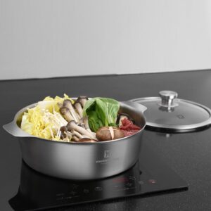 WAGENSTEIGER 4.18Quarts Stainless Steel Sauté pan Casserole Pot with Tempered Glass Lid, Stock Pot, 3-Ply Construction with Aluminum Core, Stylish Design, Brushed Finish