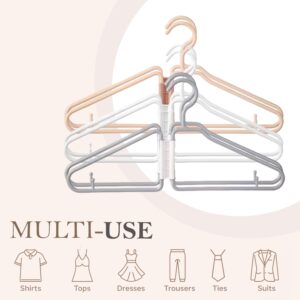 6 Pcs Portable Foldable Travel Hangers - Plastic Foldable Hangers with Lightweight, and Durable Plastic Hangers for Coats, Clothes, and Travel - 2 White, 2 Gray, 2 Apricot