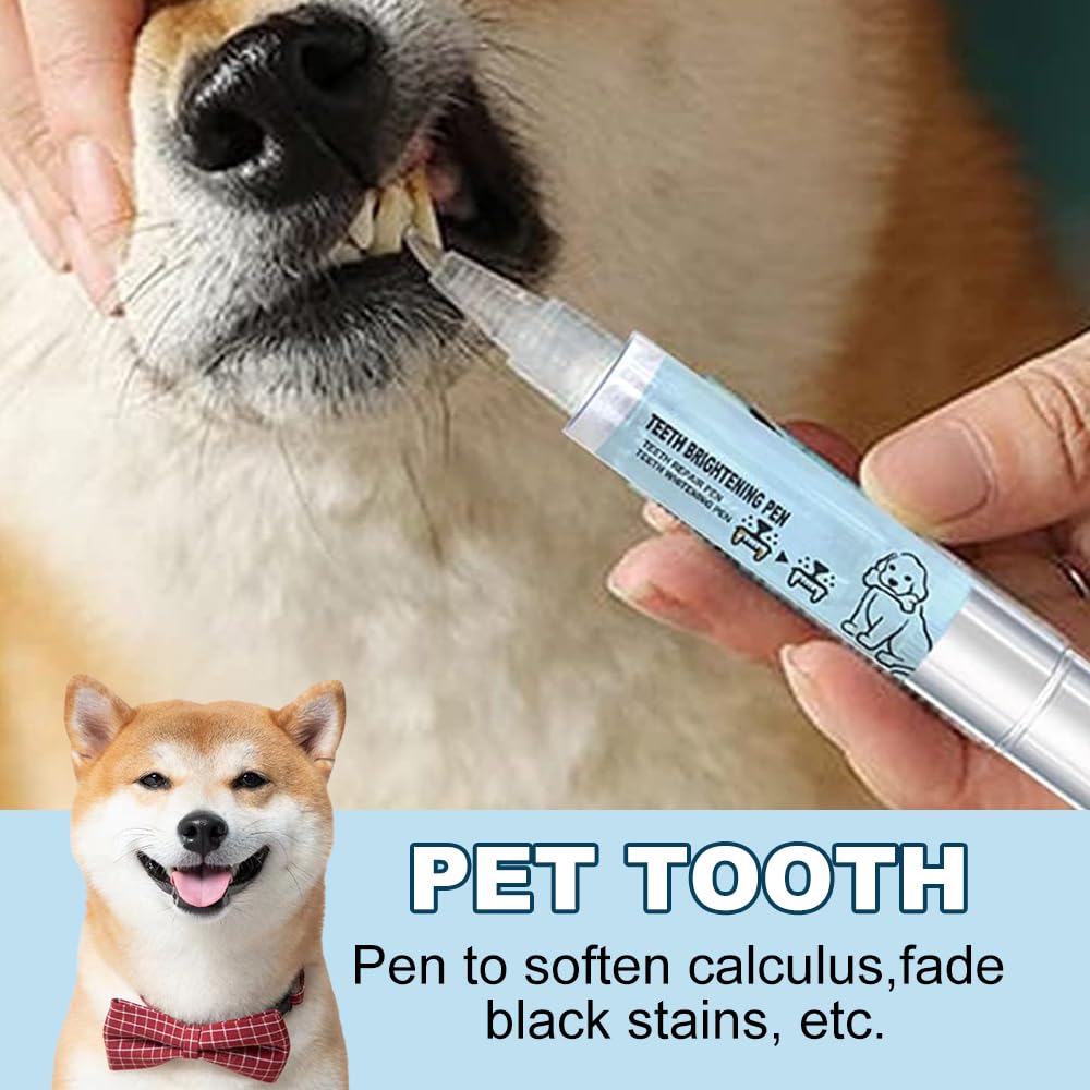 Fiopet 2024 New Pet Toothbrush Pen, Upgrade Dog Teeth Cleaning Pen Pet Teeth Repairing Kit, Cat/Dog Tooth Whitening & Cleaning Teeth Brightening Pen for Dog Cats Dental Care Fresh Breath (1)