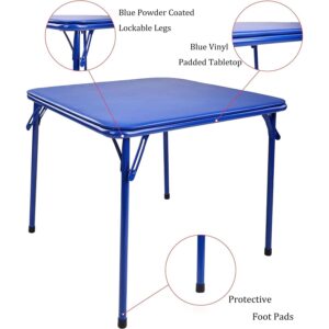 Peekabu Kids Folding Square Table Collapsible Legs Card Table with Padded Tabletop Small Foldable Toddler Activity Table for Indoor Outdoor, 23.5" W X 23.5" D X 20.5" H, Blue