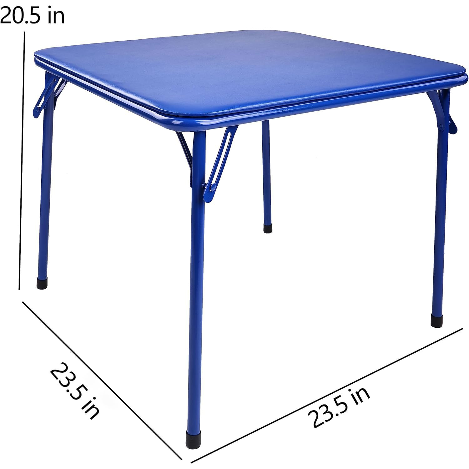 Peekabu Kids Folding Square Table Collapsible Legs Card Table with Padded Tabletop Small Foldable Toddler Activity Table for Indoor Outdoor, 23.5" W X 23.5" D X 20.5" H, Blue