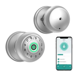 fingerprint door lock,smart door knob,biometric lock, keypad entry,keyless handle.ideal for bedroom,home,hotel,office,apartment.enhances security & convenience. (silvery)