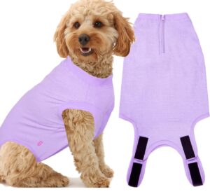 wabdhaly dog surgery recovery suit for small female spay,anti licking dog surgical recovery onesie,fashion striped purple xsmall