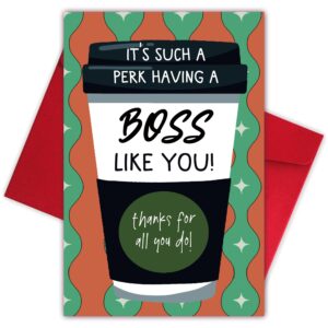 funny coffee appreciation boss day card for boss lady, heartfelt thank you boss card for best boss leader, thanks for all you do