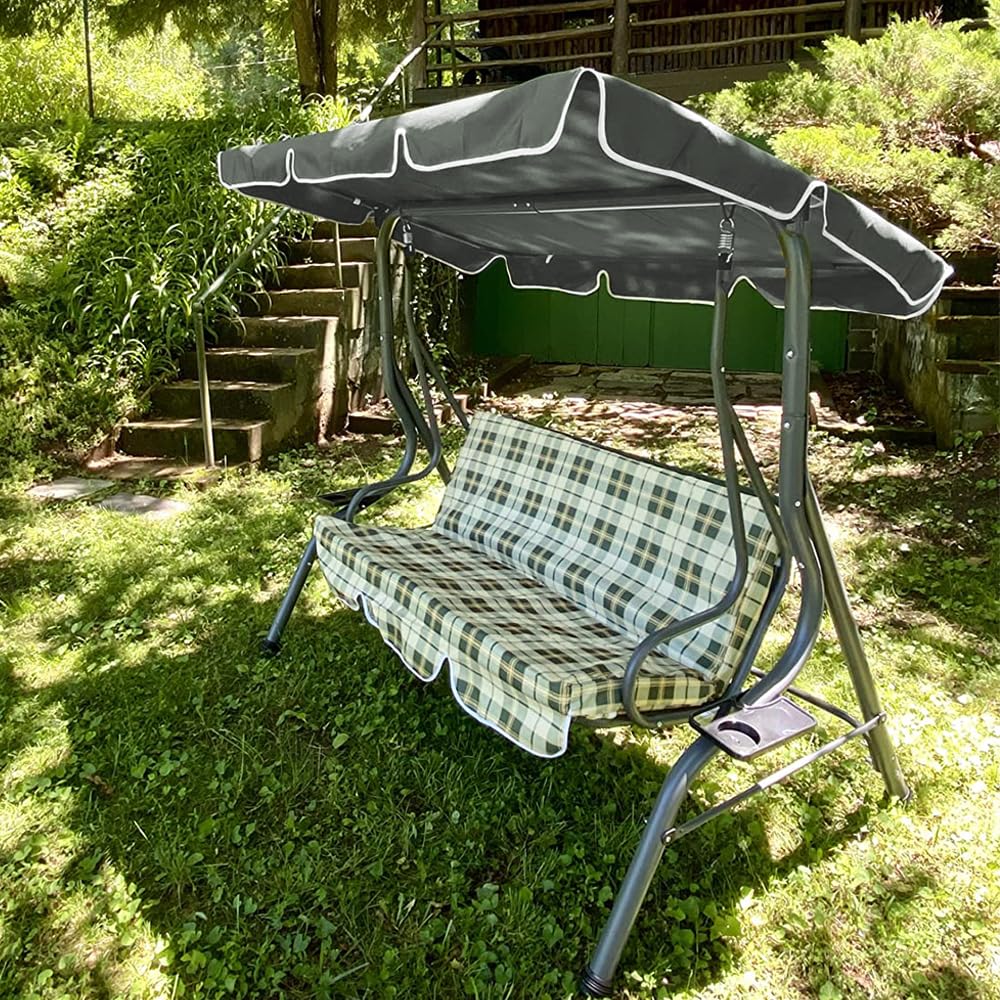 LZBMIEF Swing Canopy Replacement, Swing Chair 2/3 Seater Canopy Cover Waterproof Porch Garden Hammock Top Cover for Outdoor Patio Garden Furniture Swing Chair (Grey, 64.5"x44.8"x5.9")